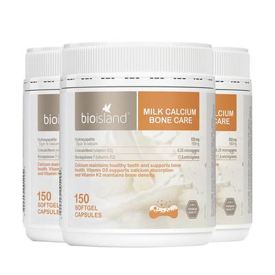 【自营】bio island澳洲成人牛乳钙胶囊补钙中老年钙片150粒/罐*3