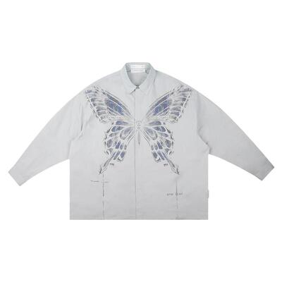 「蝴蝶」主题唯美印花宽松衬衫