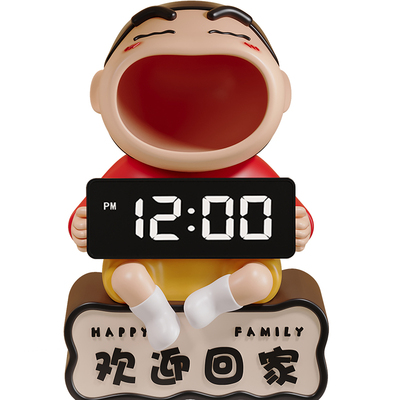 欢迎回家蜡笔小新入户钥匙收纳玄关摆件学生电子时钟闹钟生日礼物