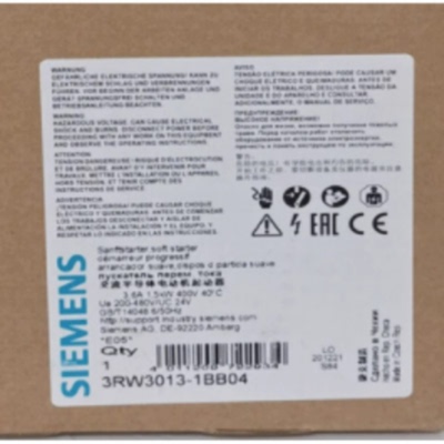 议价3RW3013-1BB04 西门子22KW/千瓦软启动器 3RW30131BB04现货议