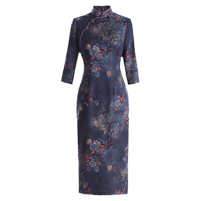 香云纱日常真丝典雅灰新款旗袍