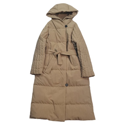 he家连帽中长款鹅绒服防风保暖