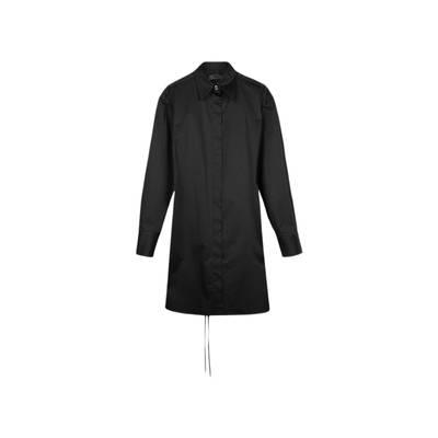 LESS含棉翻领系带长袖连衣裙