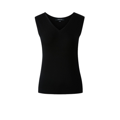 PRICH简约V领无袖针织衫背心夏季修身显瘦气质上衣女