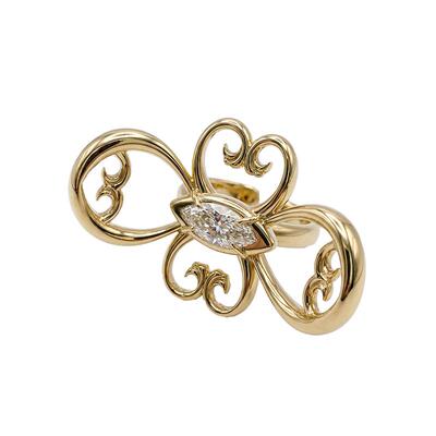 MOLISM图纹花型镶钻开口戒指