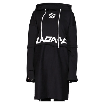 纳帕佳拼接连衣裙宽松黑色裙子