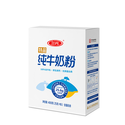 三元高钙高蛋白纯牛奶粉400g