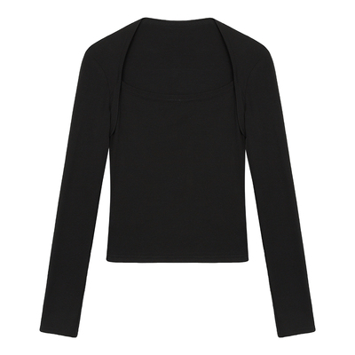 坎肩方领修身针织上衣