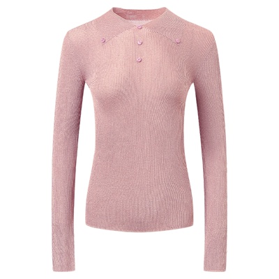 ChicChick天使粉坑条毛织打底衫