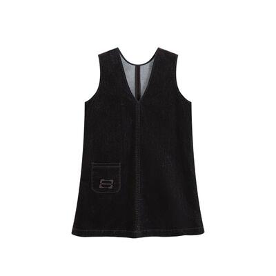 背心连衣裙植绒牛仔复古