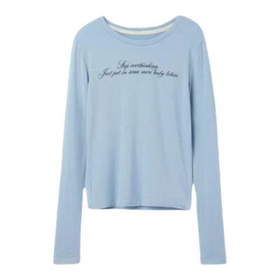 【现货】韩国小众smoothmood 字母印花百搭显瘦天丝长袖打底T恤