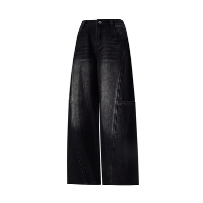 弯刀牛仔裤男美式解构水洗工装裤