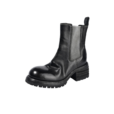 水洗马皮切尔西靴气质中筒靴