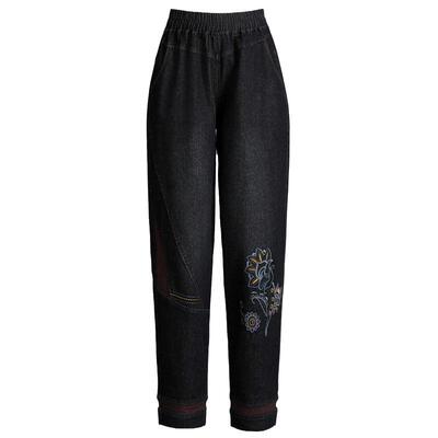 刺绣牛仔裤女春秋款2024年新款