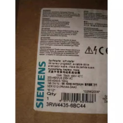 议价3RW44356BC44西门子SIRIUS软起动器400V134A75kW 3RW4435-6BC