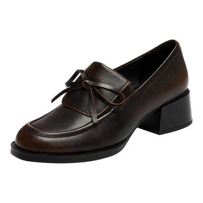 思加图官方小珍妮2026新款厚底乐福鞋女真皮软底不累脚EGY05AA6