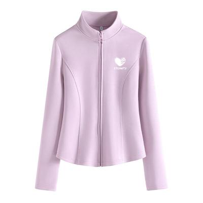 真维斯紫色立领卫衣短款修身外套