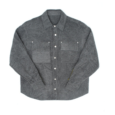 undefined衬衫军布铆钉装饰厚重