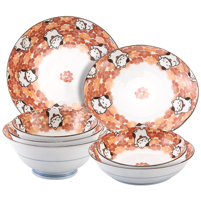 猫咪图案千代源陶瓷碗盘子