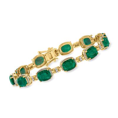 Ross-Simons Emerald and . Diamond Bracelet in 18kt Gold Over