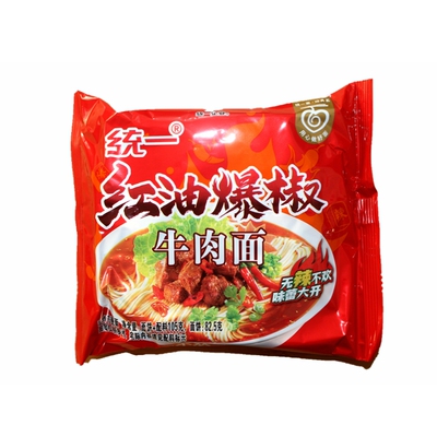 统一红油爆椒牛肉面袋装方便面