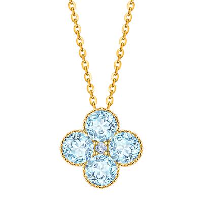 生日礼物18K金海蓝宝项链送女友