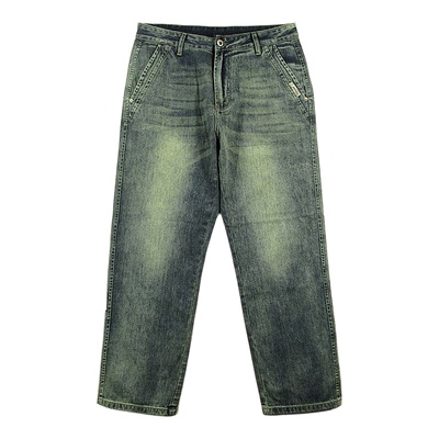 牛仔裤男美式薄款宽松直筒无弹高腰长裤休闲流行F307/2583*01