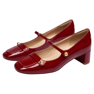 莎莎苏玛丽珍鞋红色高跟鞋婚鞋