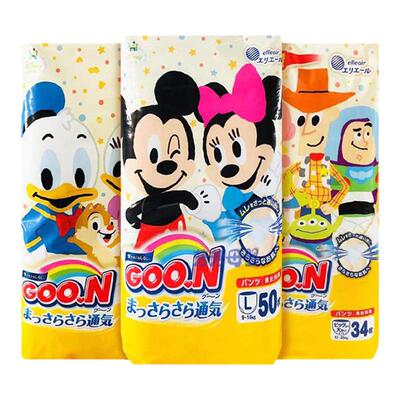 日本本土 GOO.N大王迪士尼限定增量宝宝L XL XXL保湿拉拉裤包邮