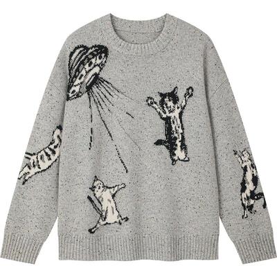 UOOYAA/乌丫科幻趣味套头毛衫