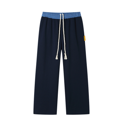 Dangerouspeople薛之谦dsp宽松撞色拼接休闲百搭直筒针织长裤卫裤