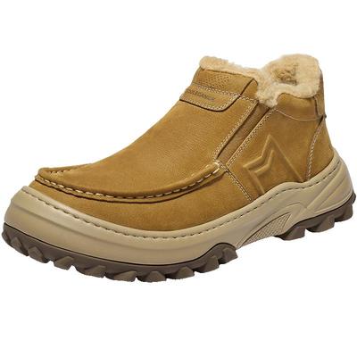 百丽男鞋增高雪地靴男士26新款春季真牛皮保暖棉靴东北靴A2285AD6