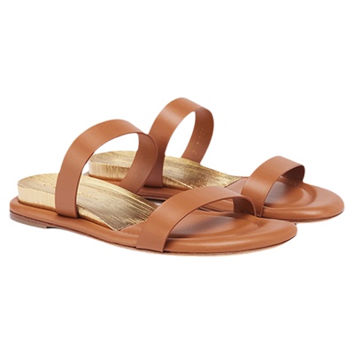 CASADEI/卡桑蒂ZEPPA时尚百搭金属纹理增高鞋垫牛皮露趾平底凉鞋