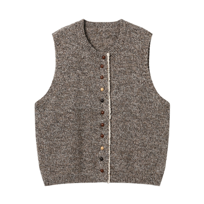 西町村屋文艺感马甲女装2025冬季新款复古针织百搭马夹XEAD10680