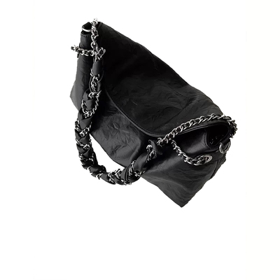 编织链条软皮单肩斜挎包腋下包