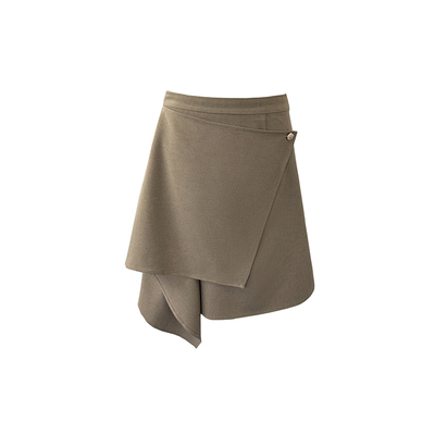 雾松绿亚麻不规则搭片装饰半裙