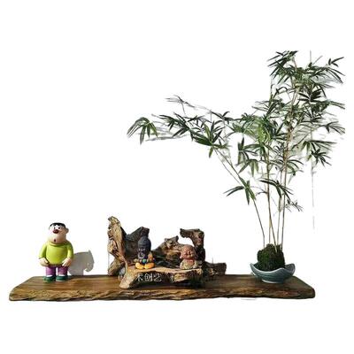 诧寂风新中式实木玄关置物架原木