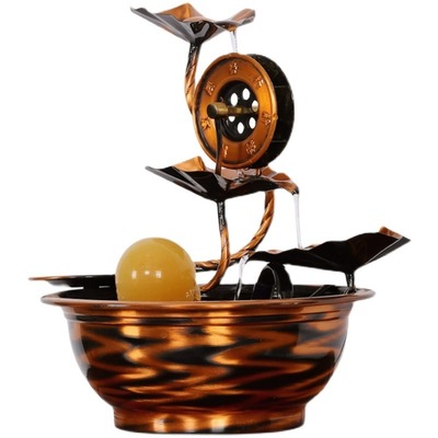 纯铜风水轮招财流水装饰品摆件客厅办公室循环水乔迁新居礼品开业