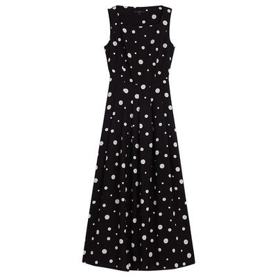 【1996系列】YINER音儿夏季醋酸法式优雅方领波点连衣裙