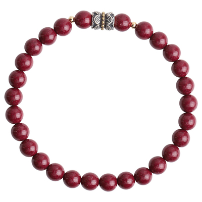 心斋堂朱砂并蒂莲手串