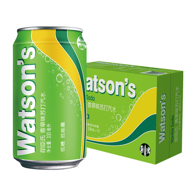 屈臣氏香草味苏打汽水330ml*12罐