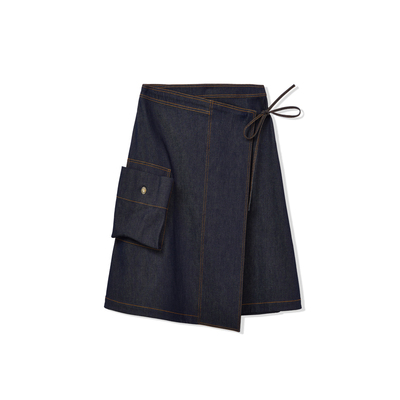 【精简美学】玛丝菲尔春季新款纯棉复古水洗围裹式牛