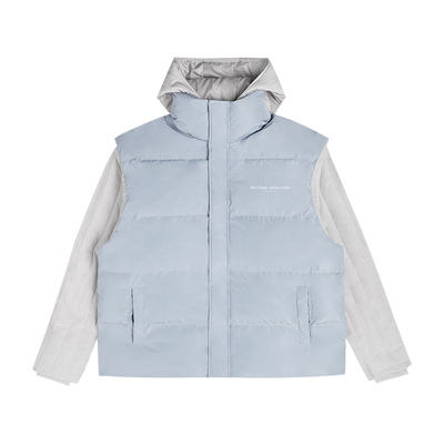 字母标语真两件2.0马甲连帽棉服