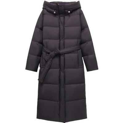 BLUE ERDOS 连帽立领系带保暖长款羽绒服B246JG006