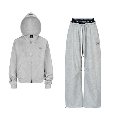 SMILE DDD双腰头套装280g美式简约开衫卫衣休闲运动裤脚调节卫裤