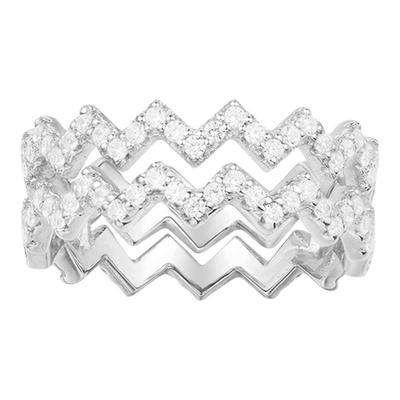 【新年礼物】APM Monaco双层Z字形镶晶钻戒指简约高级生日礼物女