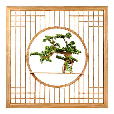 东阳木雕花格隔断墙新中式玄关