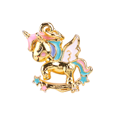 多巴胺色摇摇木马快乐彩虹独角兽金属珐琅彩项链手绳礼物小配饰