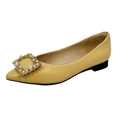 梦飞嫦老钱风水钻珍珠尖头单鞋