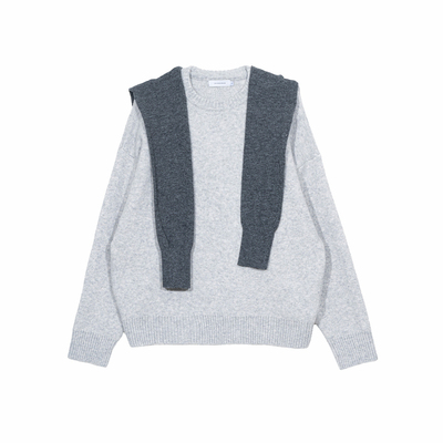 Holocene美式潮牌圆领假两件毛衣